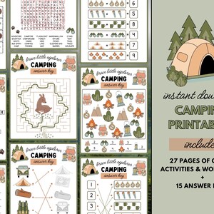 Camping Activities Printables Kids Games for Summer Break Road Trip ...