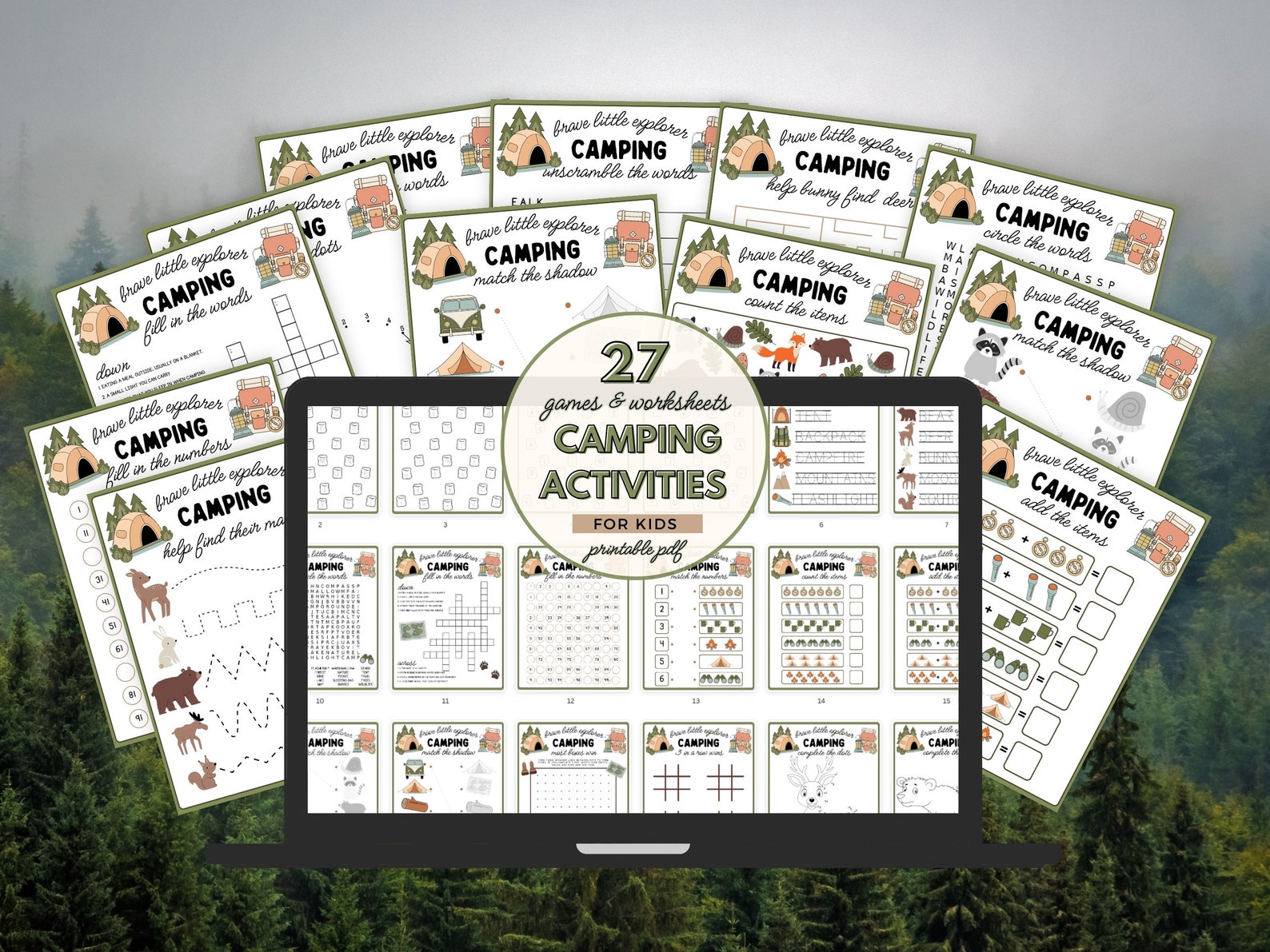 Camping Activities Printables Kids Games for Summer Break Road Trip ...