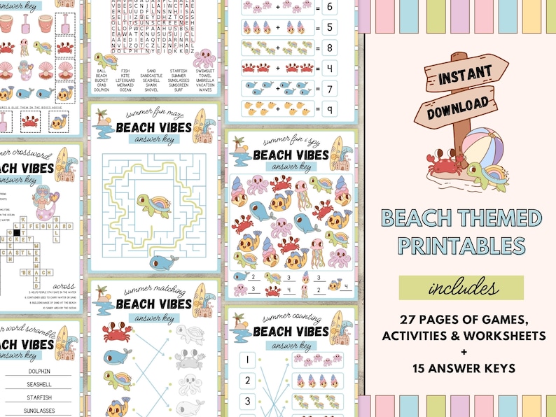 Kids Summer Activities and Games Printables for Summer Break, Mazes ...
