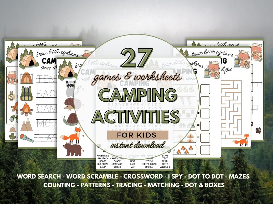 Camping Activities Printables Kids Games for Summer Break Road Trip ...