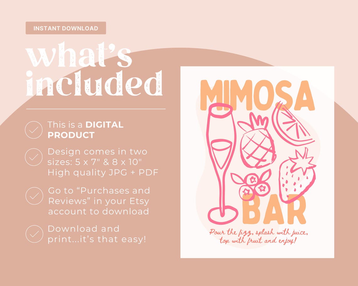 Summer Mimosa Bar Sign Printable Citrus Brunch Decor - Etsy