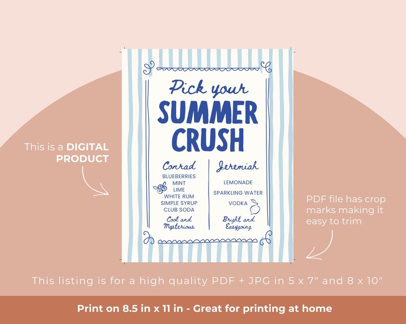 TSITP Summer Party Drink Station: Team Jeremiah Vs Conrad (printable ...