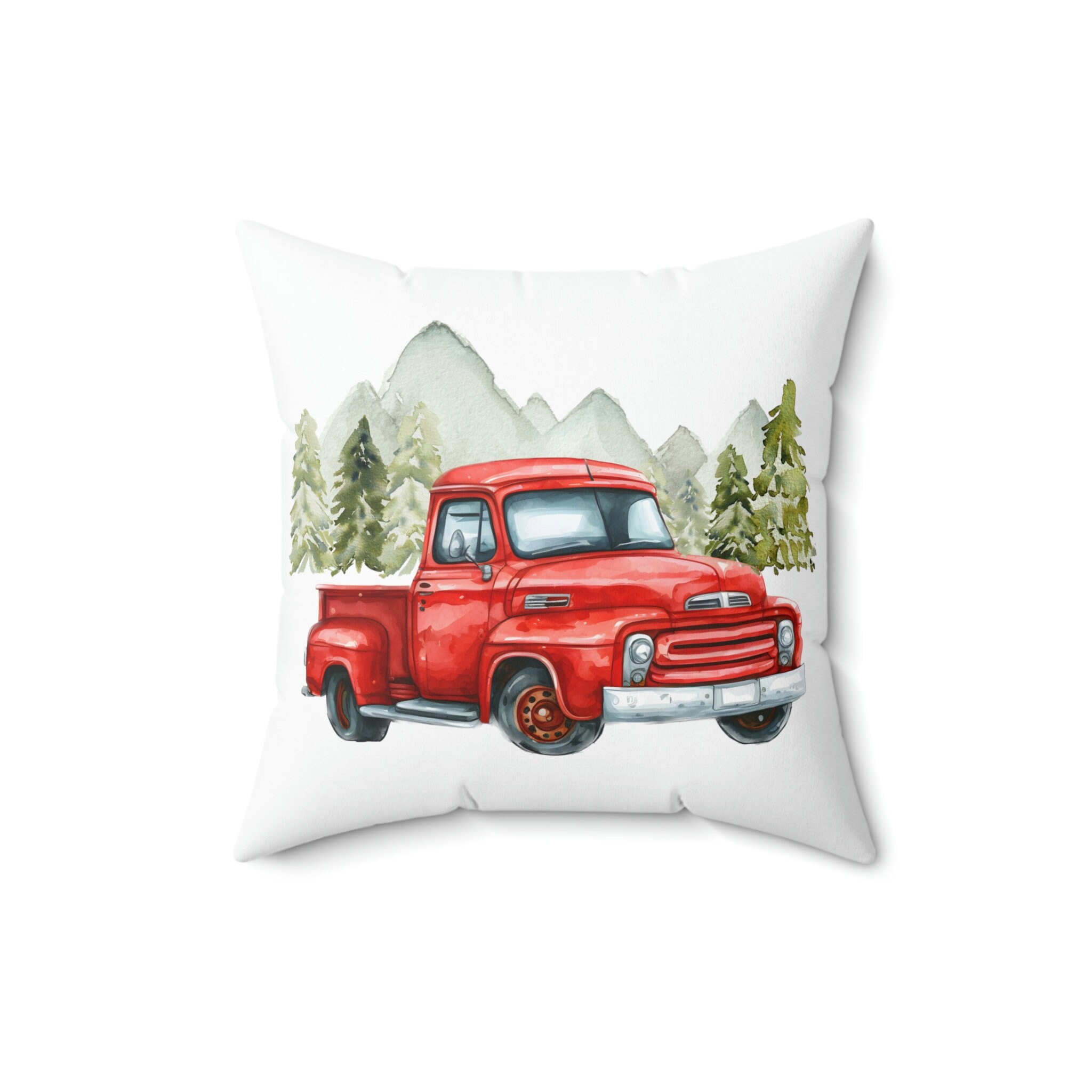 Vintage Red Truck Throw Pillow, Retro Red Truck Home Decor, Iconic Red ...