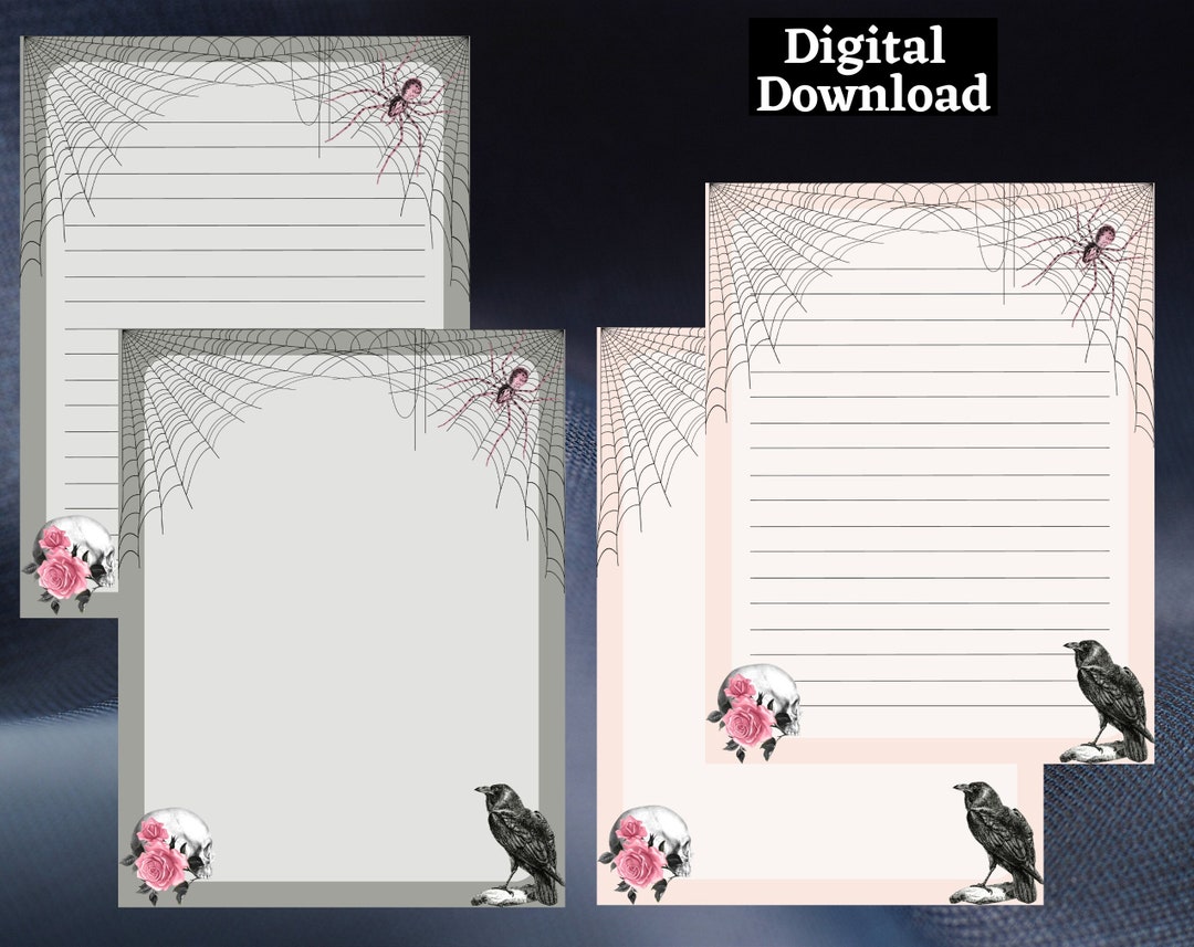 Pink Goth Printable Stationery Set US Letter Size Pdf Instant Digital ...