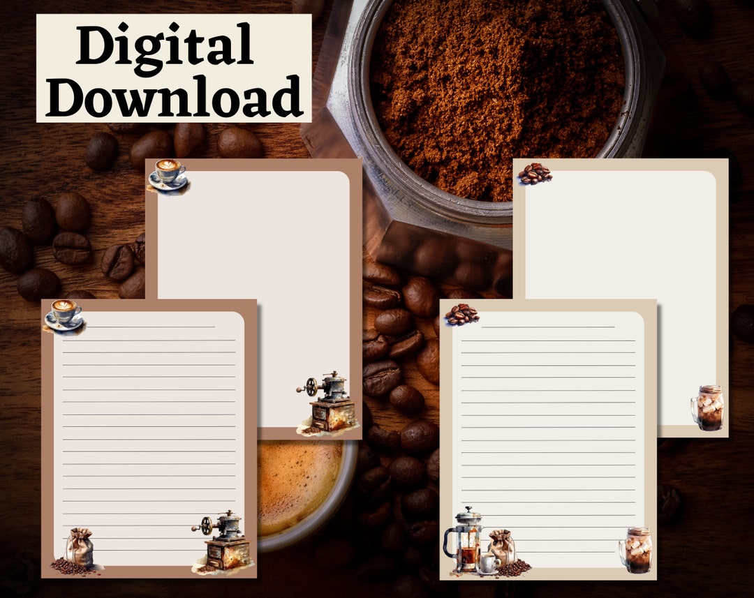 Coffee Printable Stationery Set US Letter Size Pdf Instant Digital ...