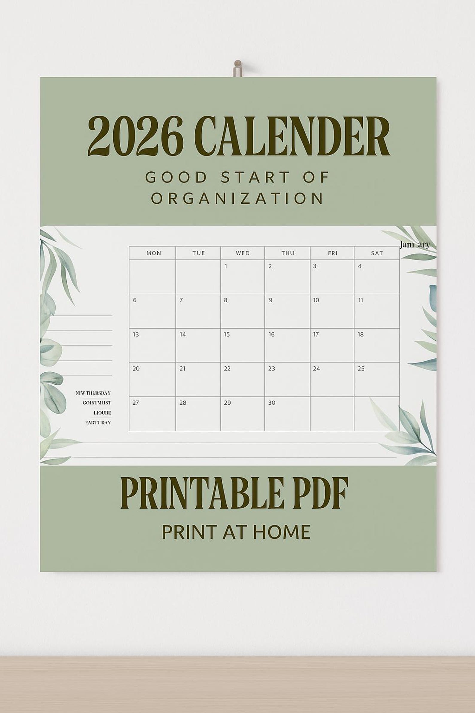 2026 Digital Calendar Botanical Themed - Etsy