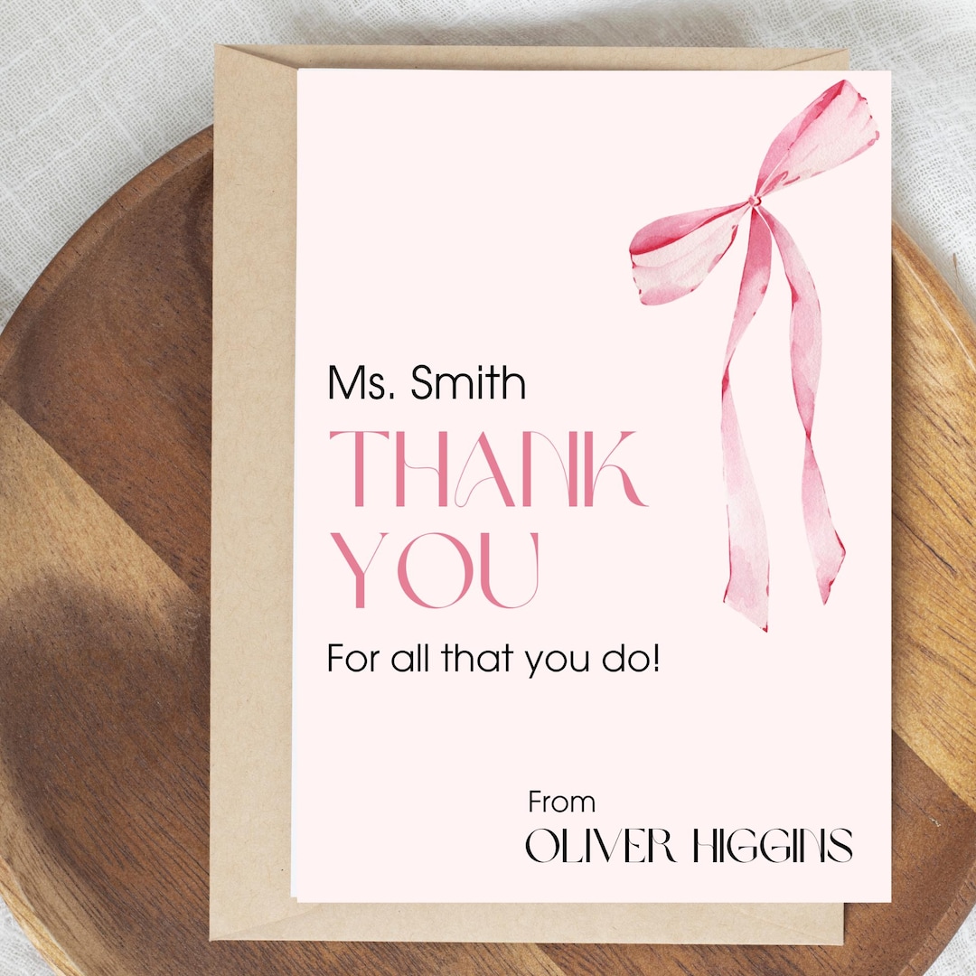 Personalized Teacher Thank You Card – Editable Canva Template – Teacher ...