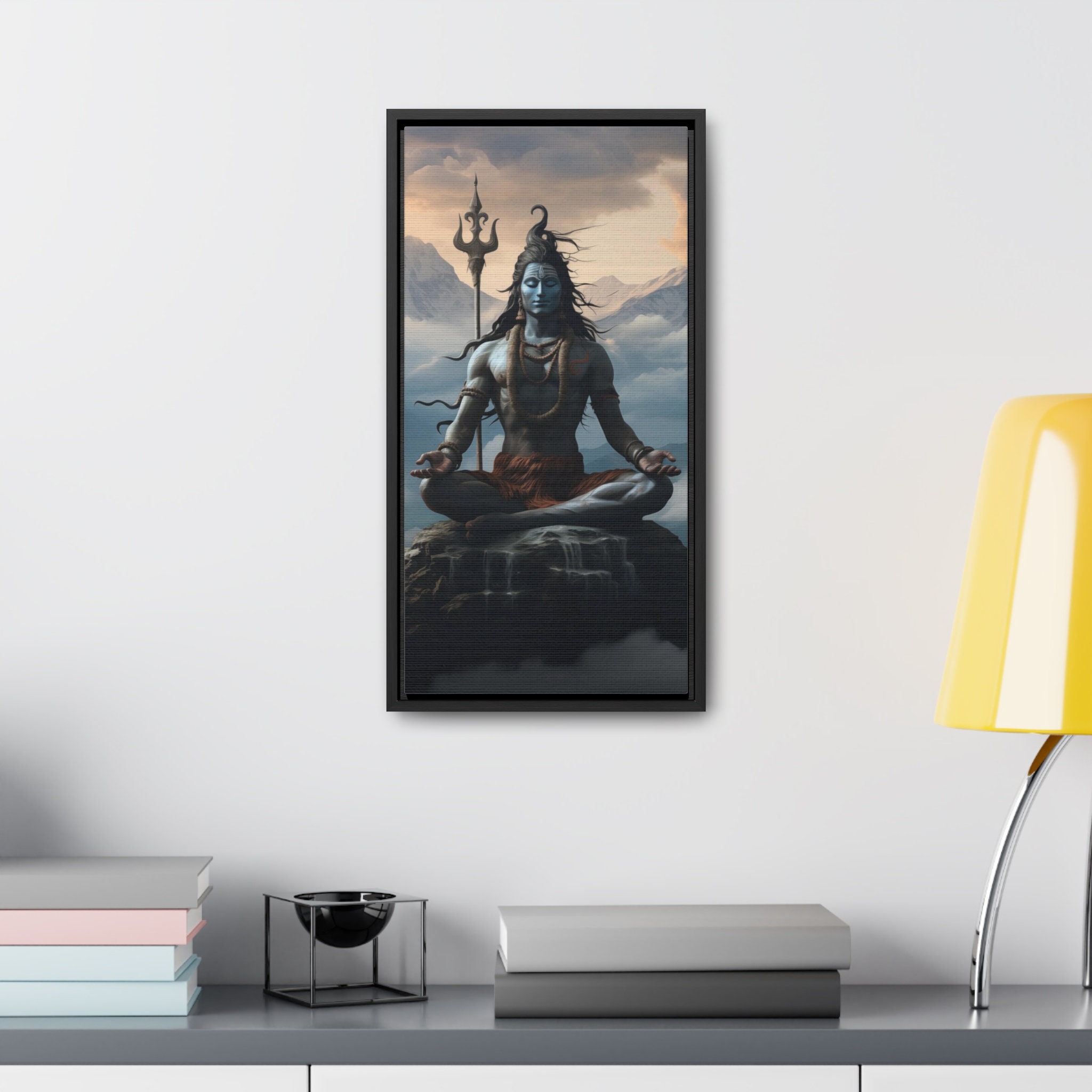 Lord Shiva Hindu Canvas Wood Frame Wraps Shiva Vertical Frame Yoga Room ...