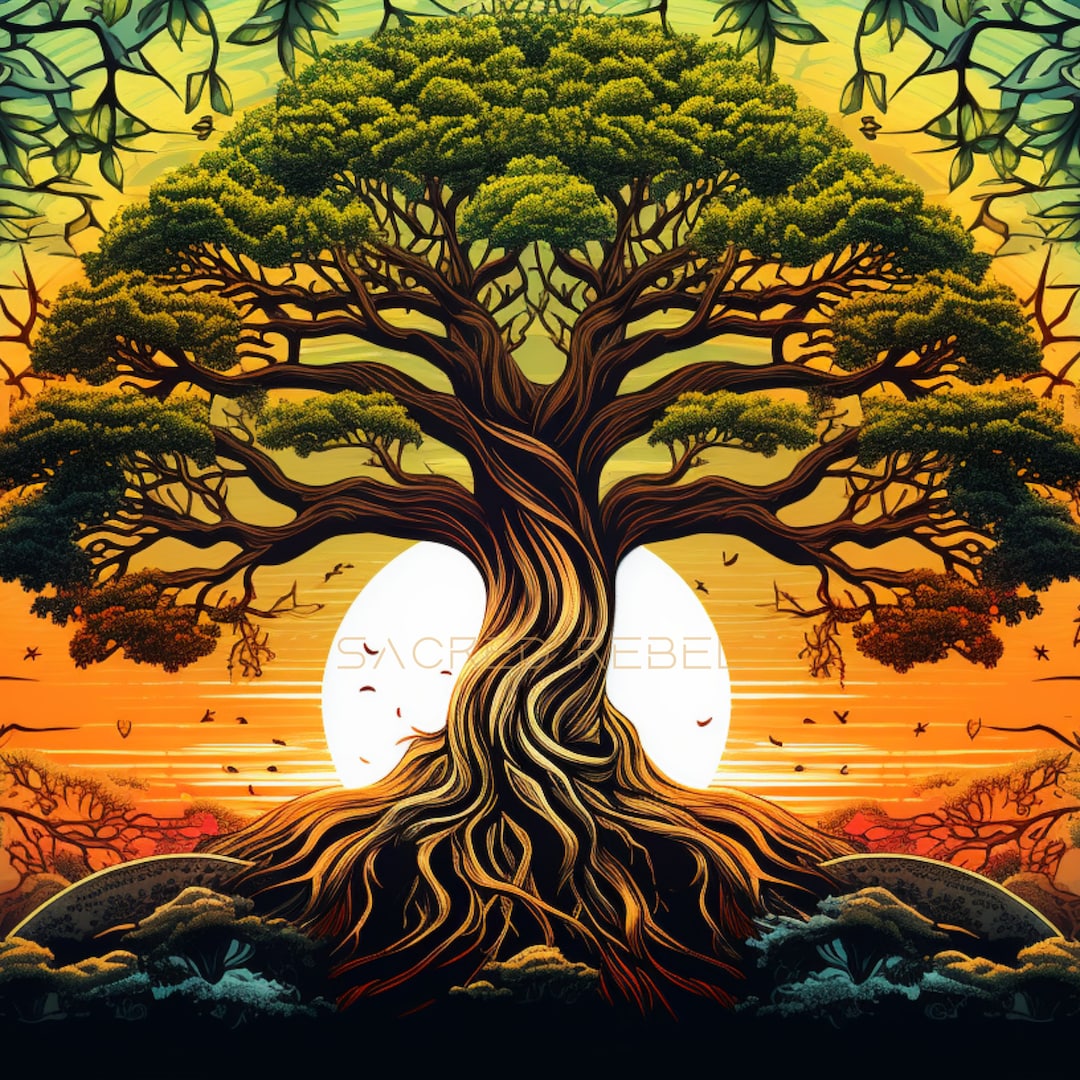 Sacred Tree of Life PNG Mystical Sunset Tree of Life SVG Spiritual Tree ...