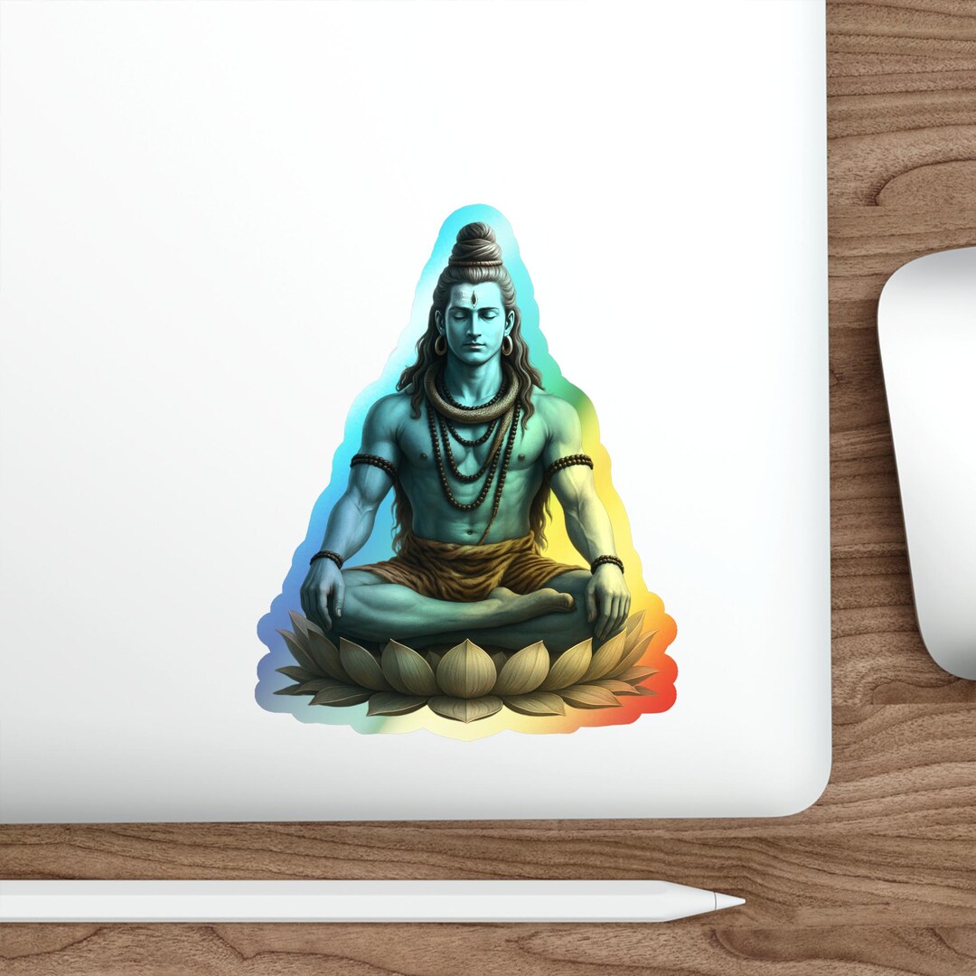 Divine Lord Shiva Holographic Sticker Meditating Hindu Deity Rainbow ...