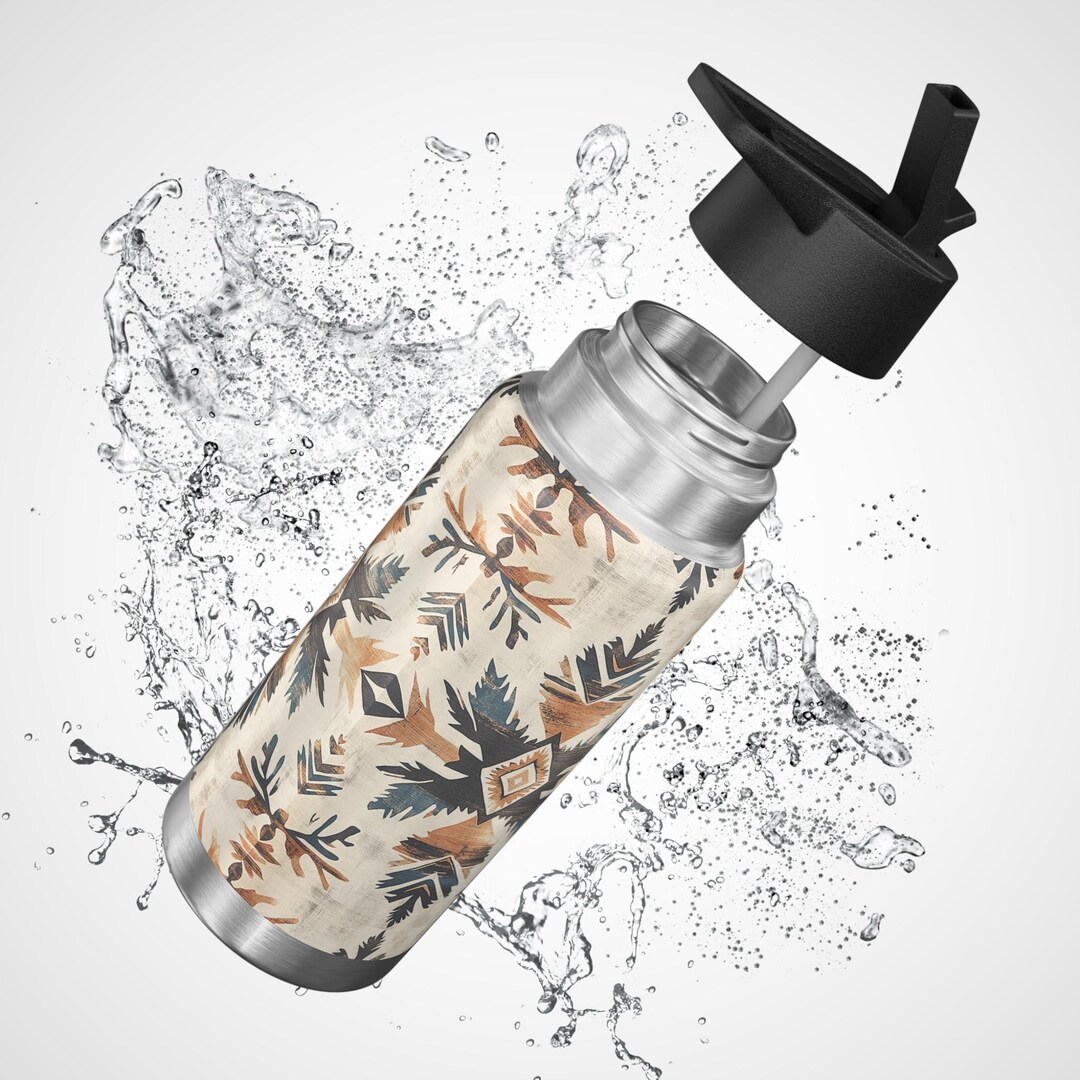 Native Pattern Water Bottle Stainless Steel Tumbler, 32oz Eco-friendly ...
