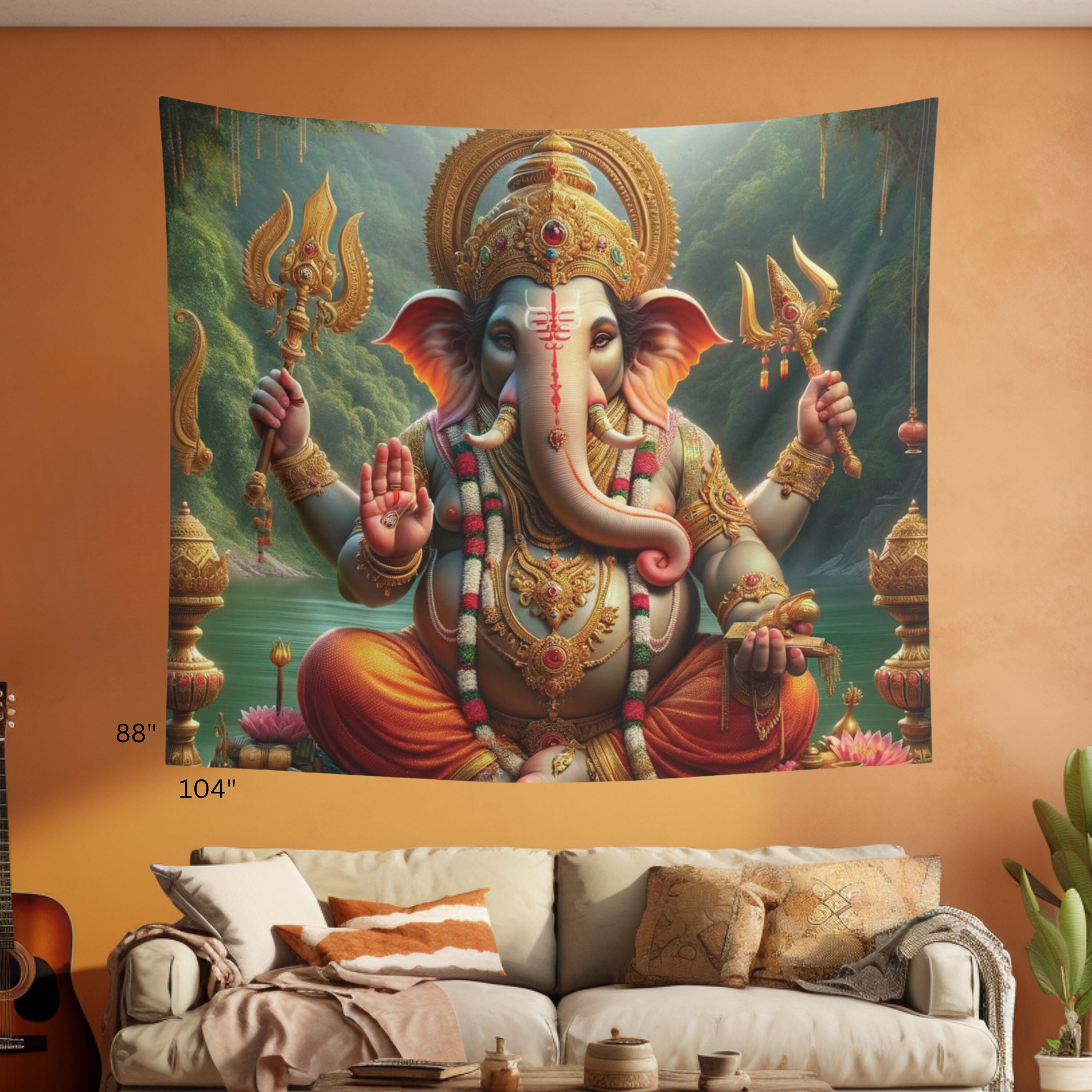 Lord Ganesha Tapestry Hindu Deity Home Decor Ganesha Spiritual Wall Hanging Elephant God ...