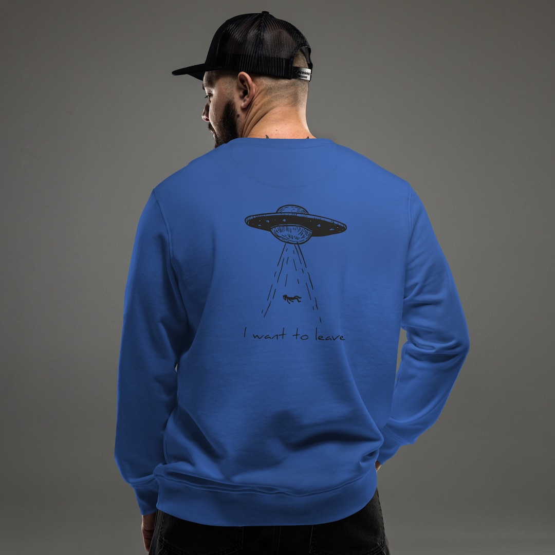 UFO Abduction Alien Sweatshirt Organic Cotton Alien Spaceship Funny ...