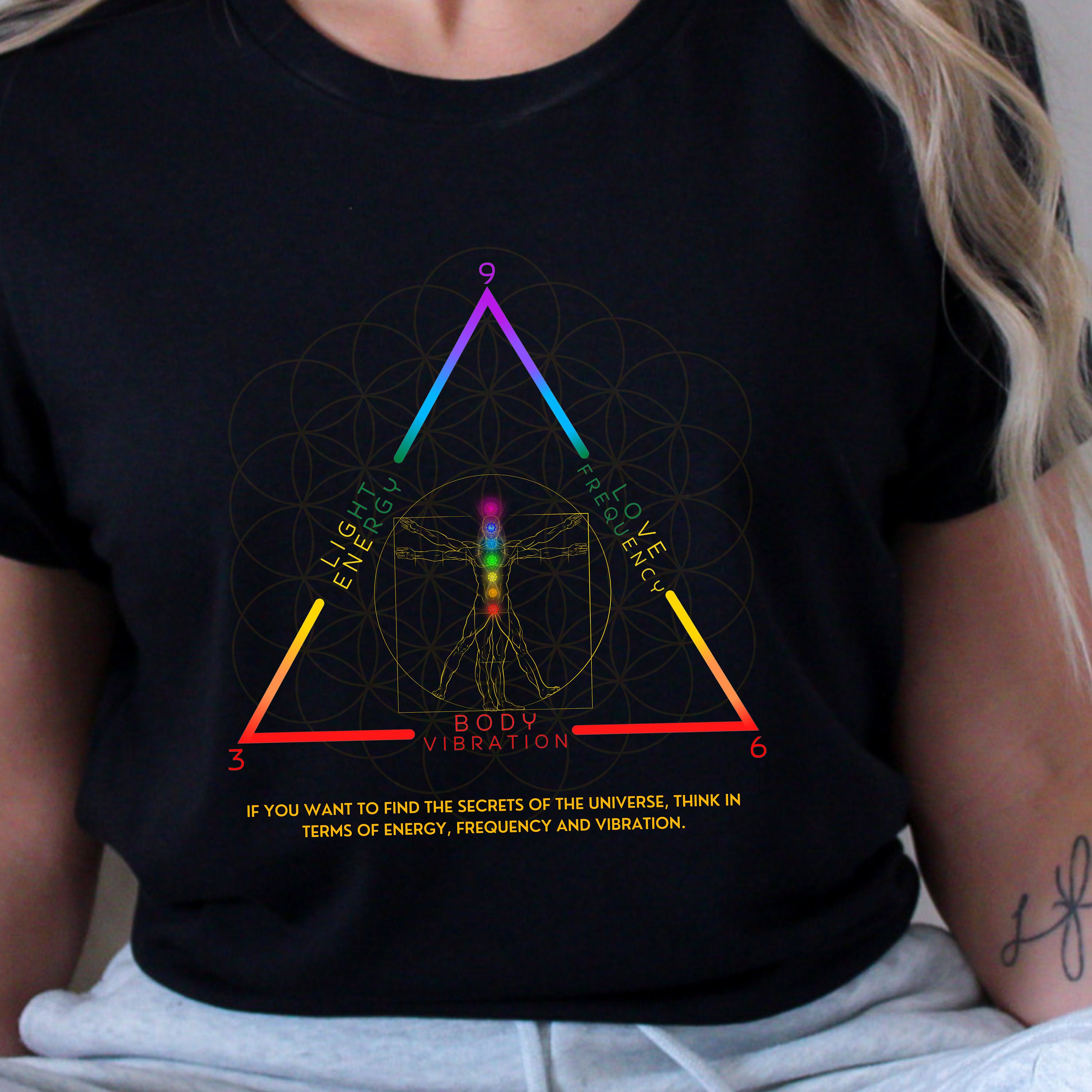 Vitruvian Man Sacred Geometry Shirt 369 Nikola Tesla Unisex Shirt ...