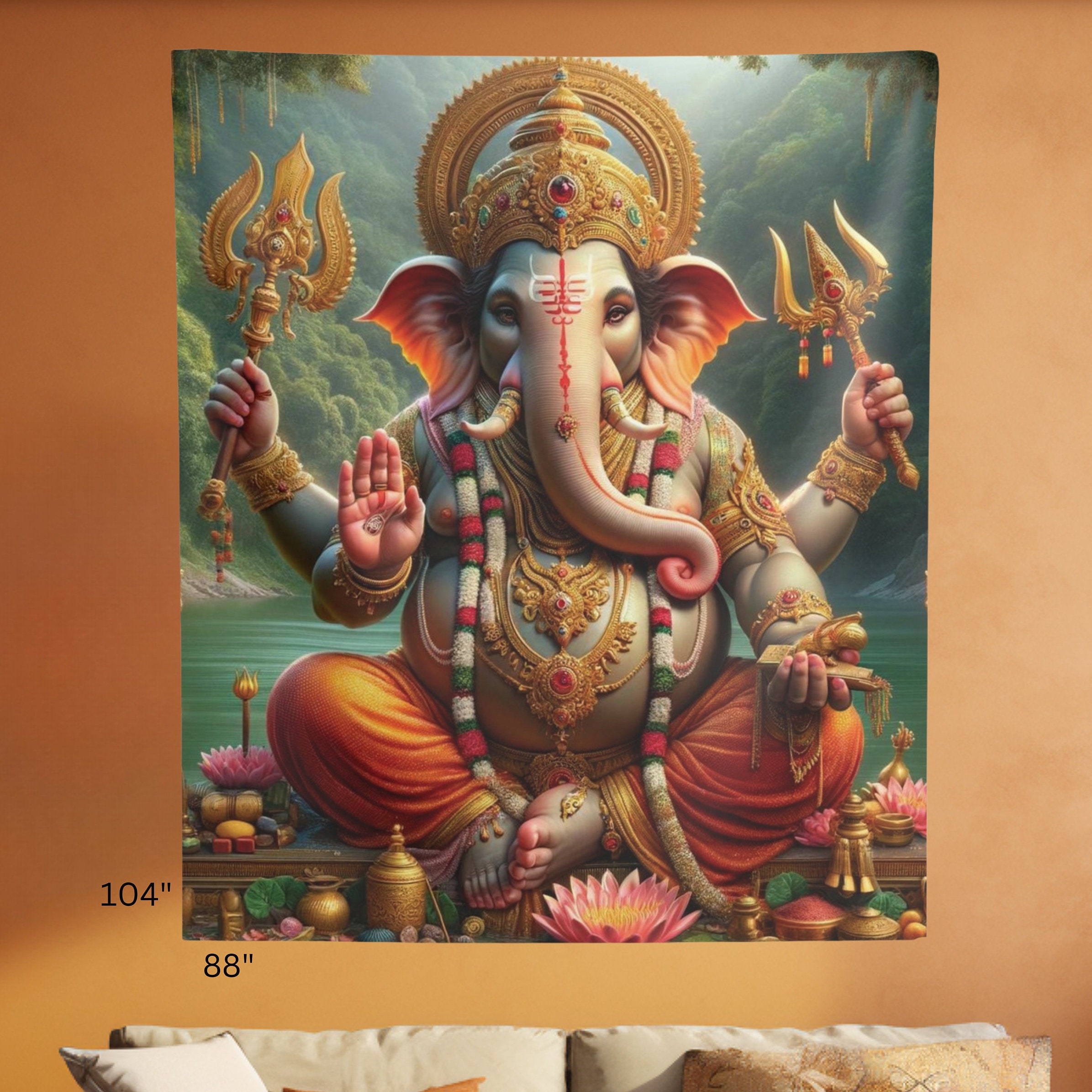 Lord Ganesha Tapestry Hindu Deity Home Decor Ganesha Spiritual Wall Hanging Elephant God ...