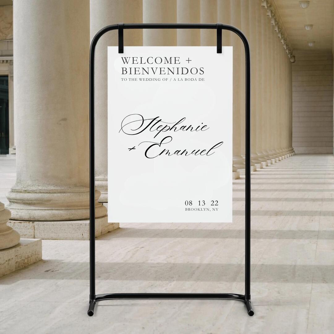 Bilingual Modern Welcome and Bienvenidos Wedding Sign | Digital ...