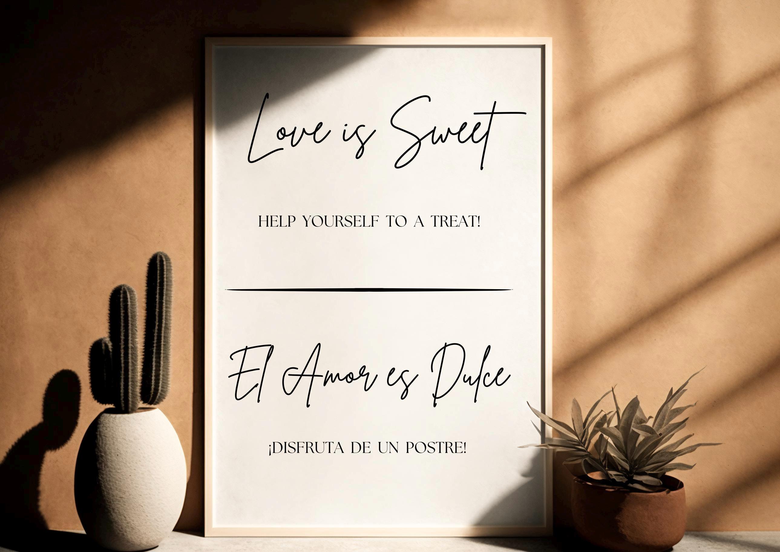 Editable Bilingual Modern Minimalist Dessert Table Sign Weddings ...