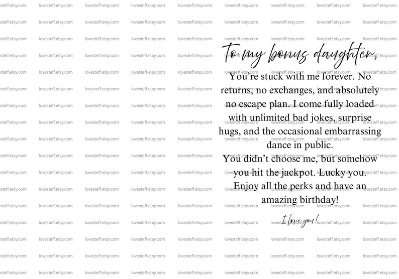 Bonus Daughter Birthday Card | Heartfelt Stepdaughter Gift (digital ...