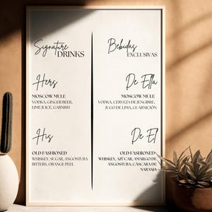 Bilingual Signature Drinks Sign, Modern Wedding Decor (digital) - Etsy