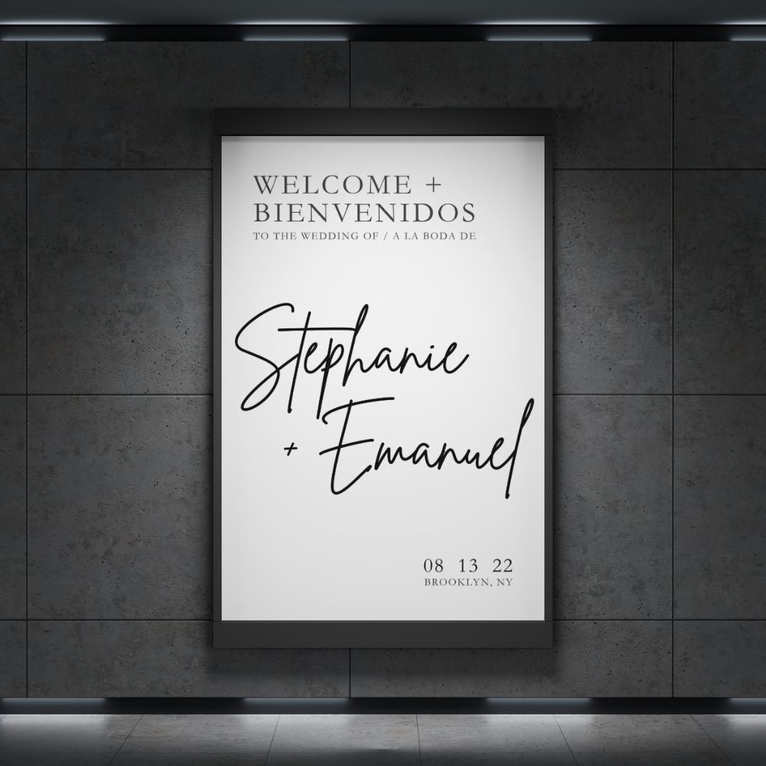 Bilingual Modern Welcome and Bienvenidos Wedding Sign | Digital ...
