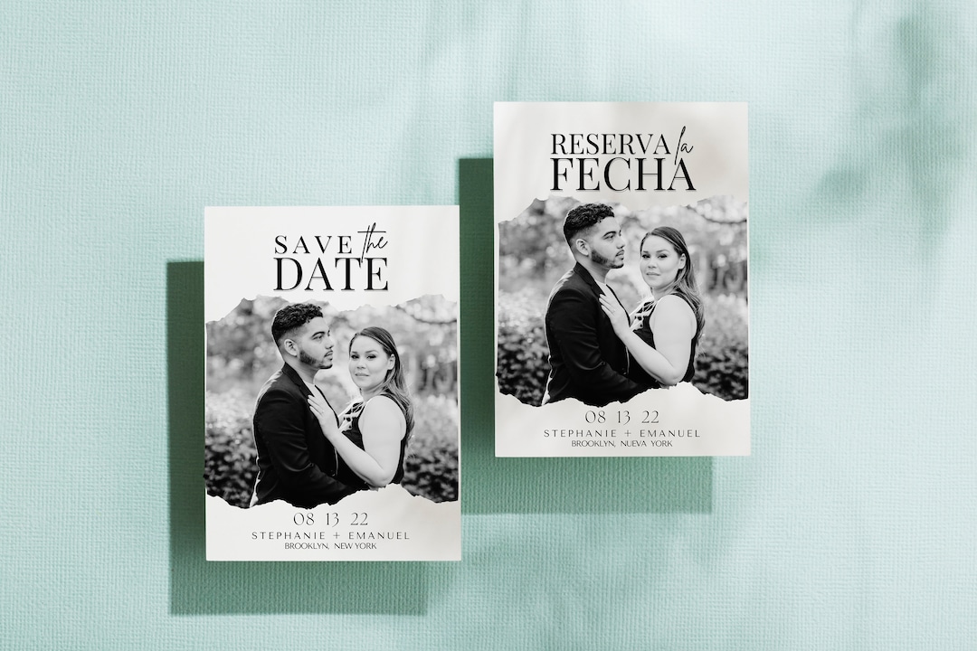 Bilingual Save the Date Template: Modern Photo Design (digital Download ...