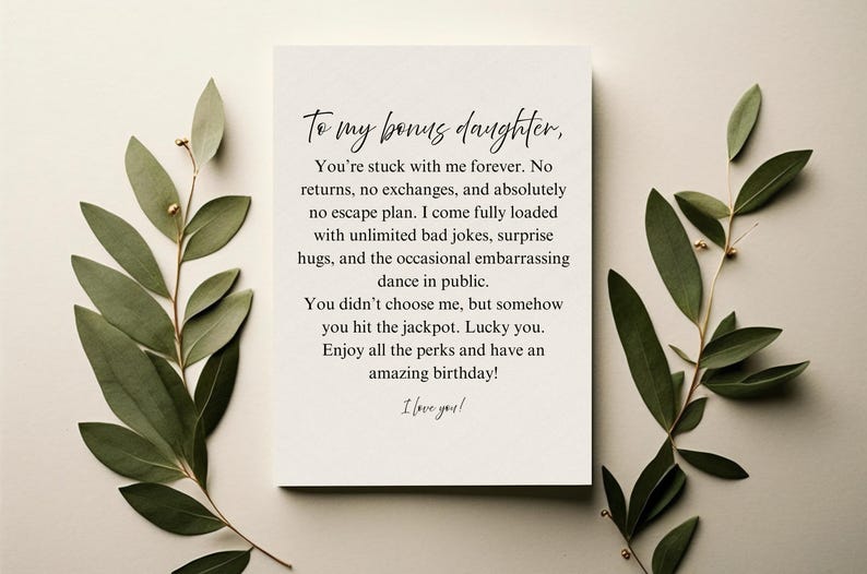 Bonus Daughter Birthday Card | Heartfelt Stepdaughter Gift (digital ...