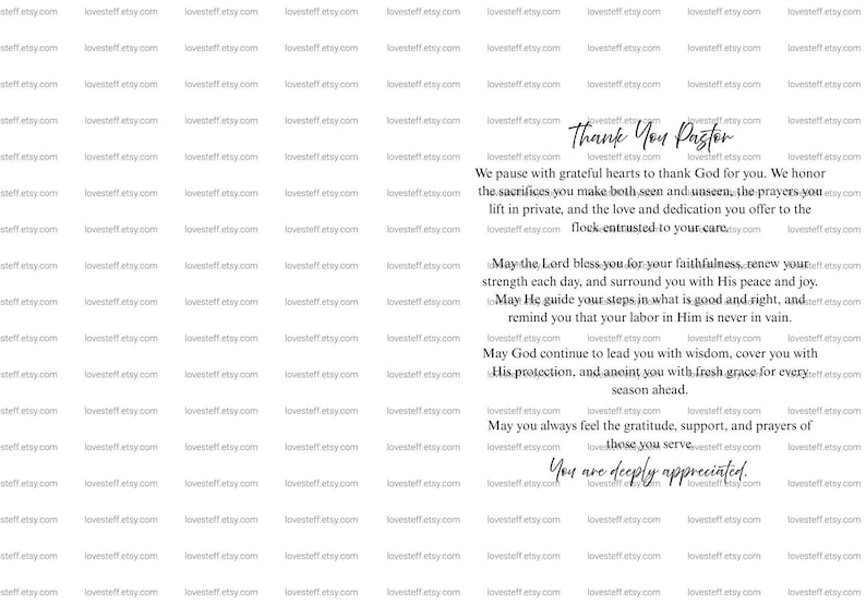 Pastor Appreciation Card Printable | Christian Thank You Blessing ...