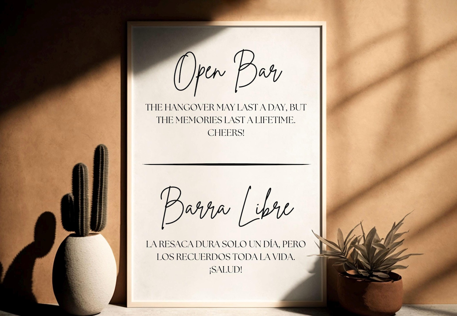 PDF Ready Bilingual Modern and Minimalist Sign Open Bar at Weddings ...