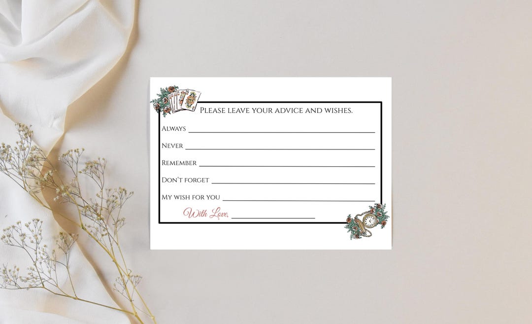 Advice & Wishes | Alice in Wonderland Inspired Card | 4x6 Printable PDF ...