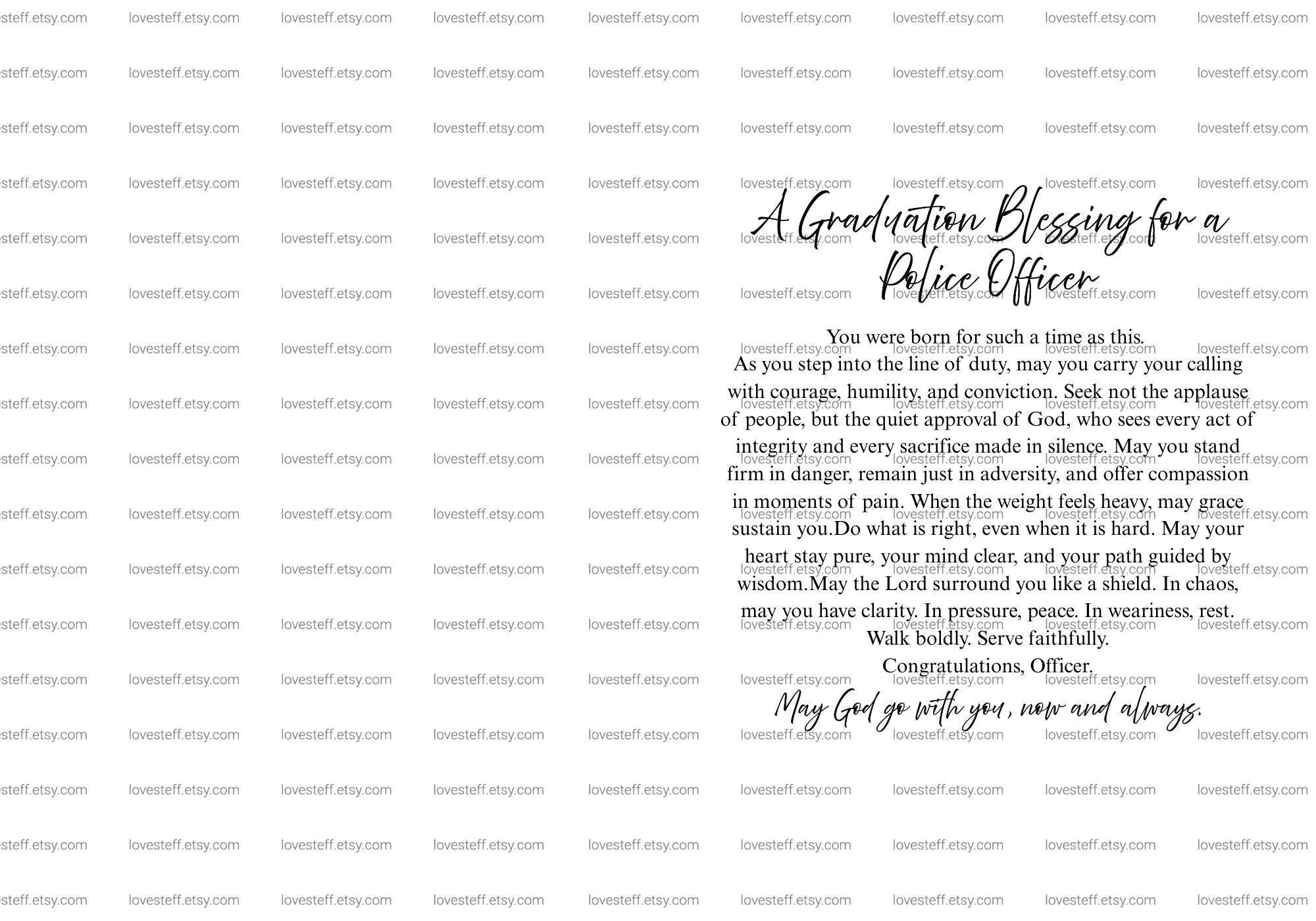 Police Officer Graduation Blessing Card | Inspirational Printable Gift ...