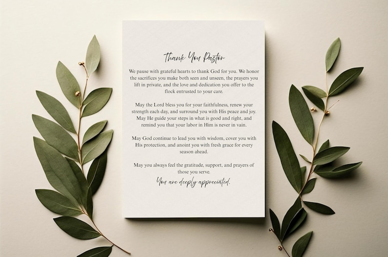 Pastor Appreciation Card Printable | Christian Thank You Blessing ...