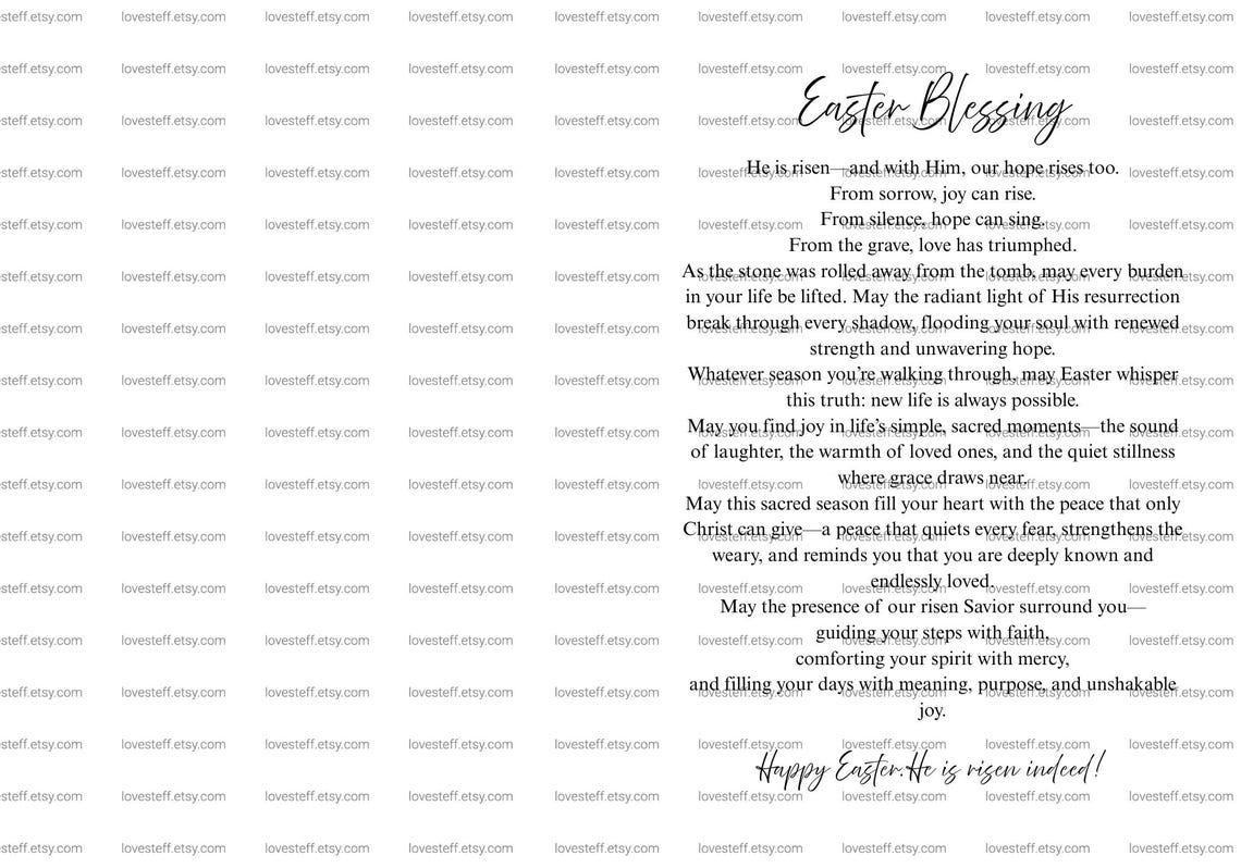Easter Blessing Card Printable | Christian Easter 5x7 (digital Download ...
