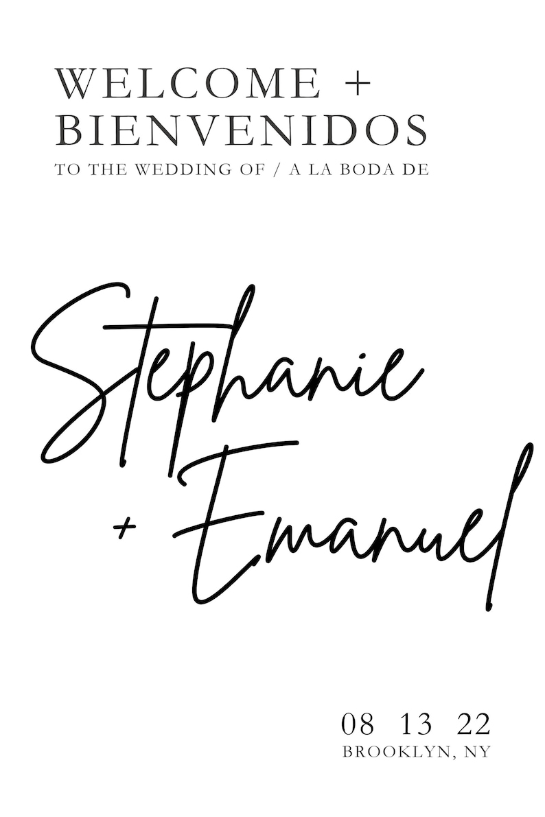 Bilingual Modern Welcome and Bienvenidos Wedding Sign | Digital ...
