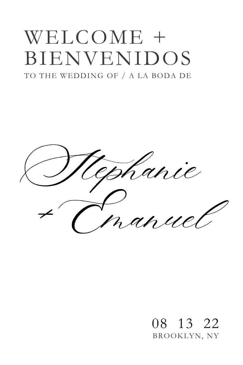 Bilingual Modern Wedding Welcome Sign — Elegant Bienvenidos and Welcome ...