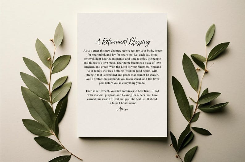 Retirement Blessing Card | Inspirational Gift (digital Download) - Etsy