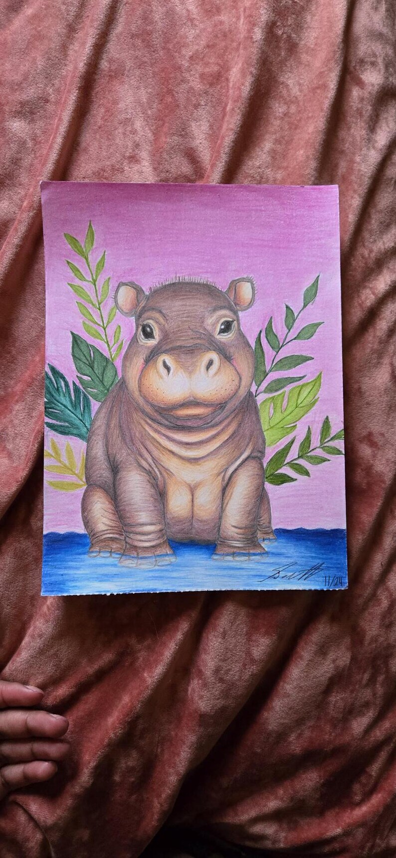 Baby Hippo (moo Deng) Art Print - Etsy