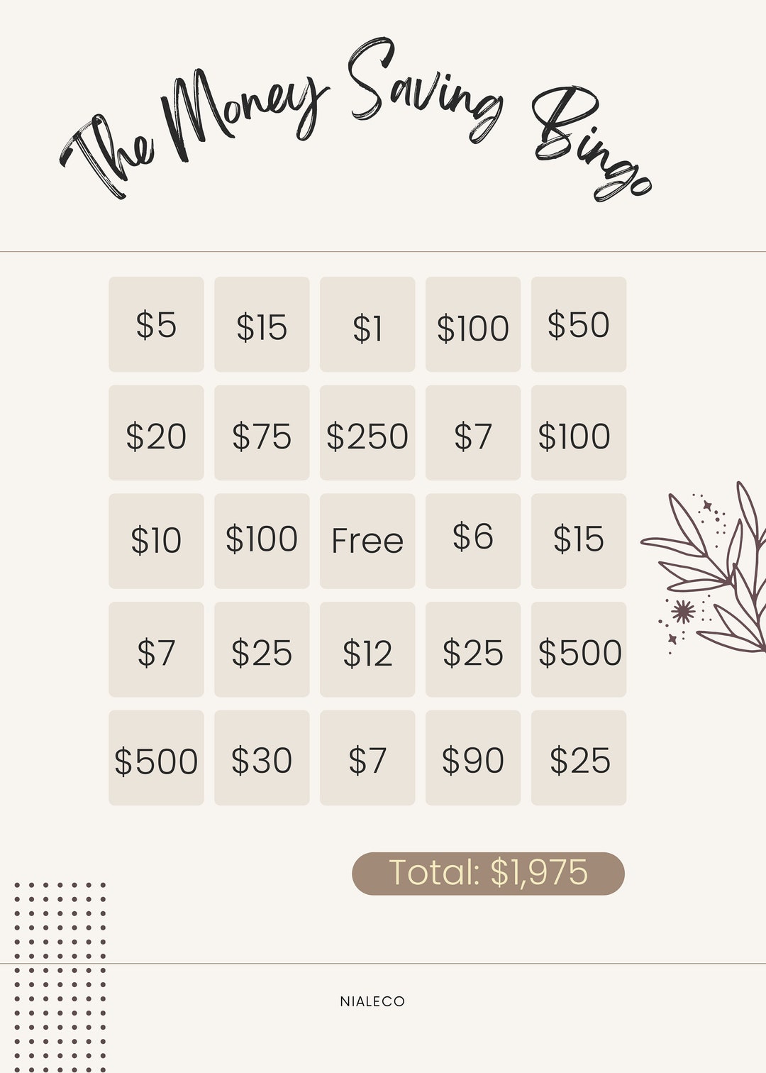 Money Savings Challenge Printable Downloadable Cards Money Savings ...