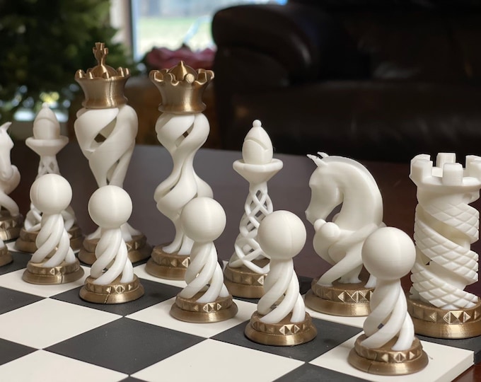 3D Printed Chess Set - 32 Piece Set Spiral Design - Etsy
