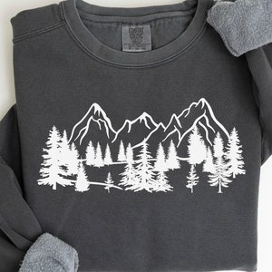 Pine Tree Forest Camping Sweatshirt, Comfort Colors Wilderness Mountain ...