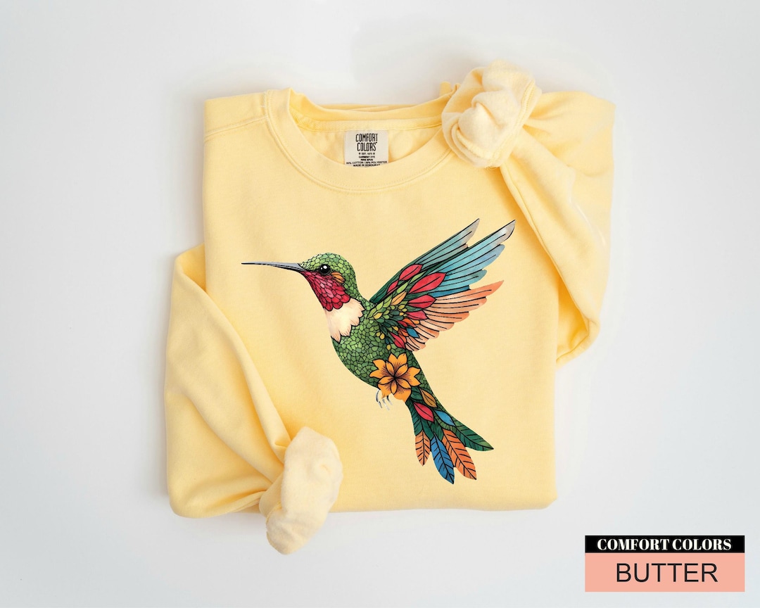 Floral Hummingbird Sweatshirt, Comfort Colors Animal Bird Lover ...