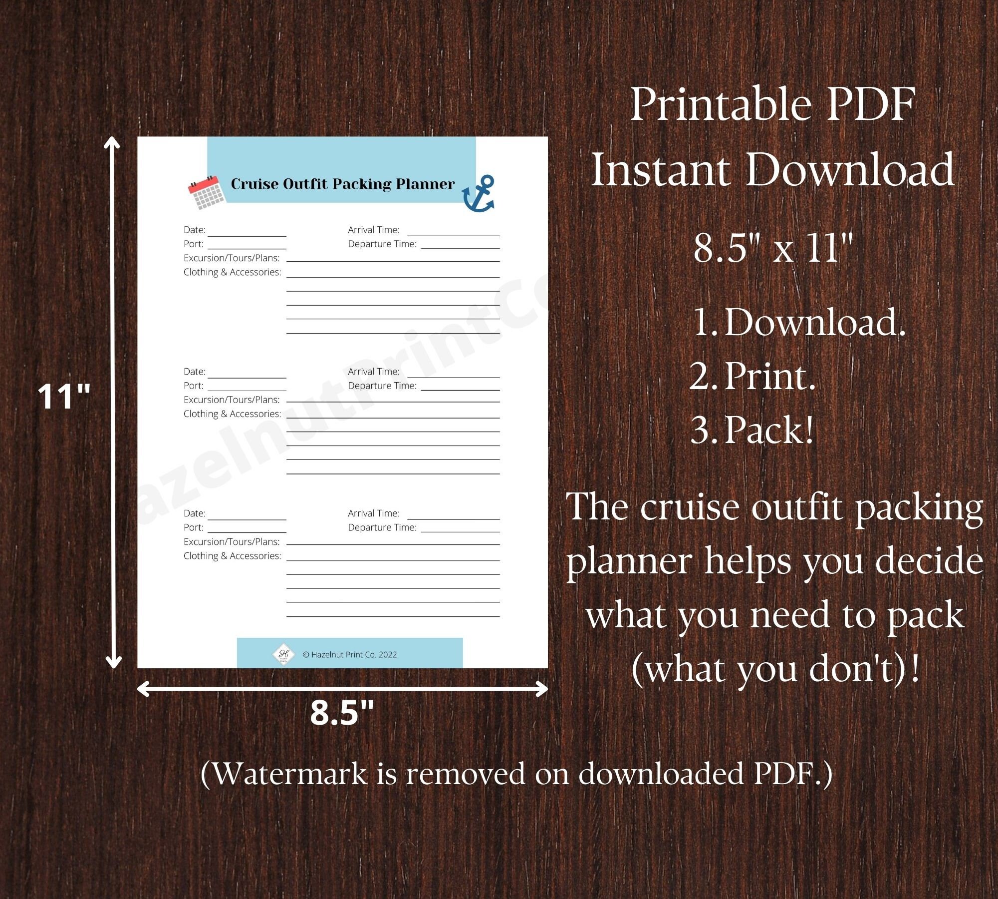 Cruise Outfit Packing Planner Printable. Printable Outfit Planner for ...