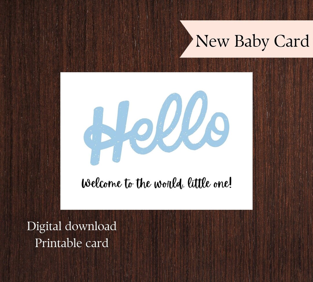 Printable Hello Baby Card. New Baby Printable Card. Digital Download ...