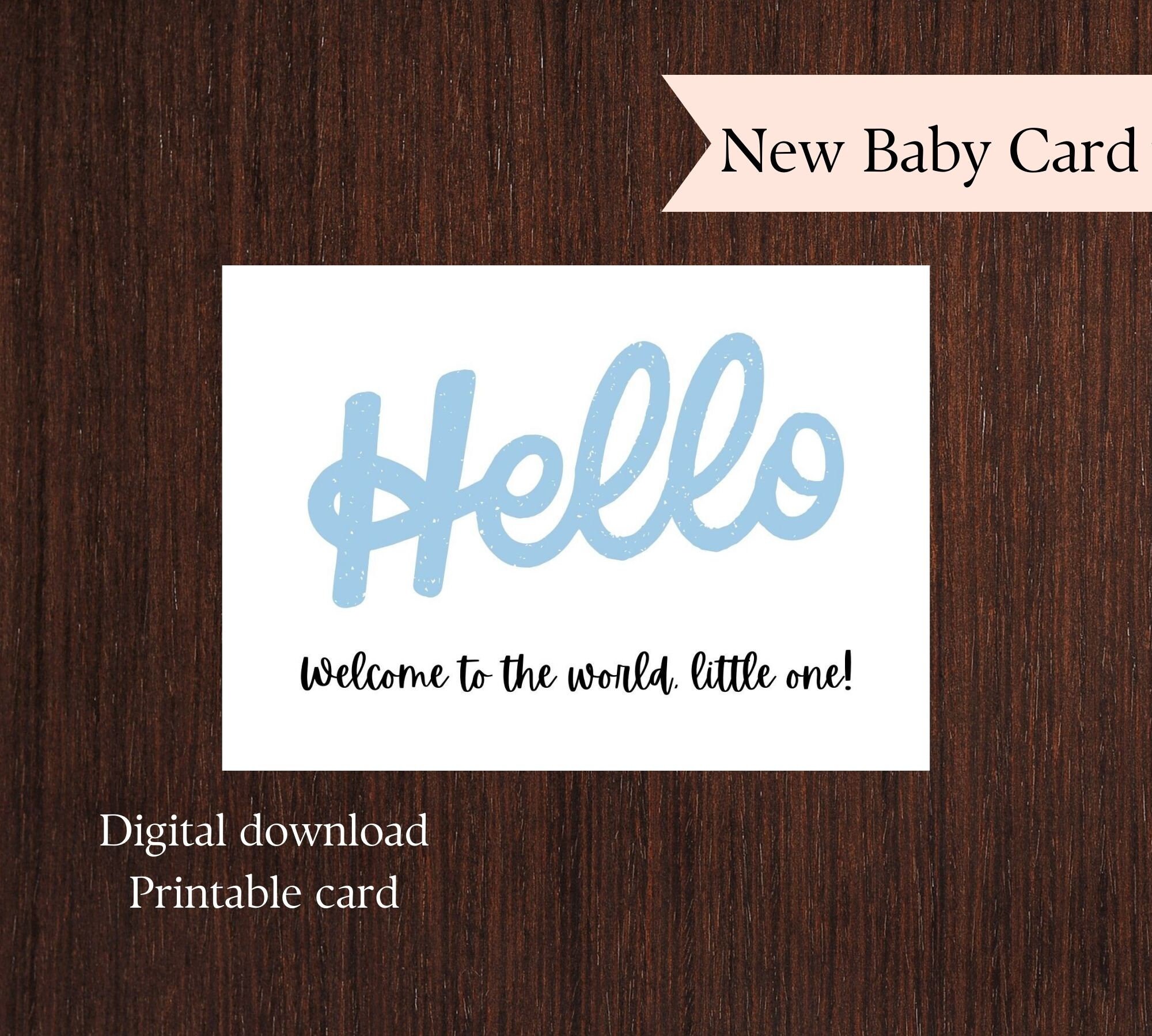 Printable Hello Baby Card. New Baby Printable Card. Digital - Etsy