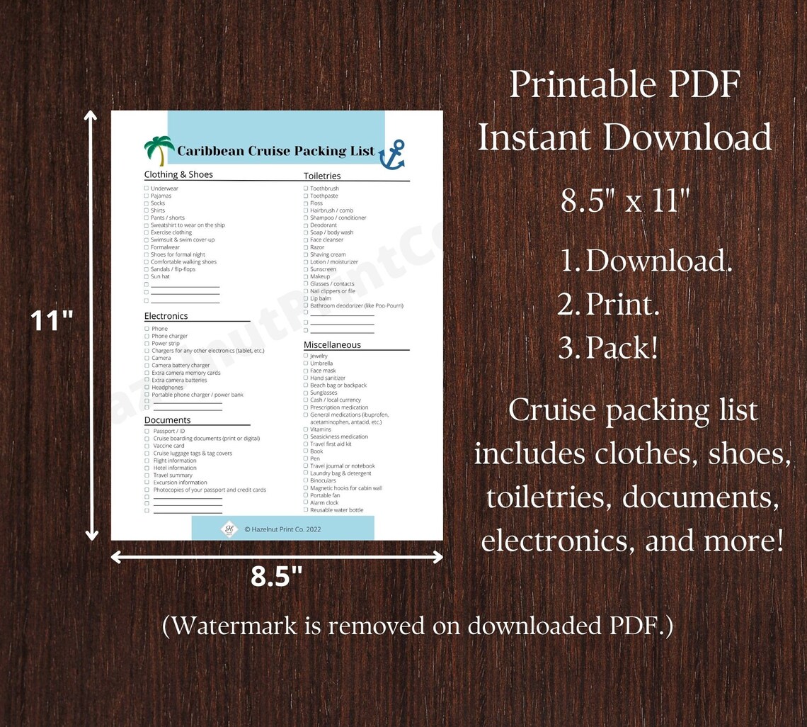 Caribbean Cruise Packing List. Printable Packing List for Cruise to ...