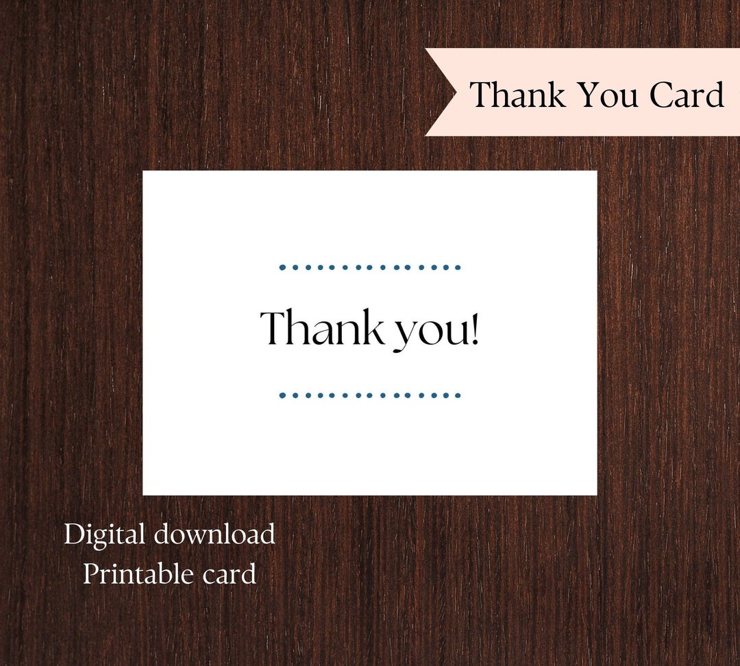 Printable Thank You Card. Blank Inside. Digital Download. DIY Thank You ...