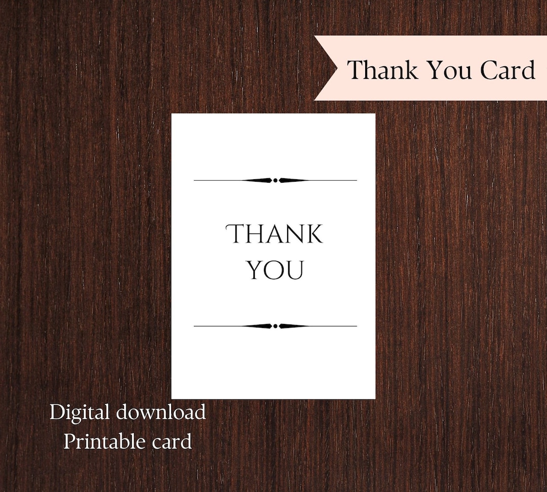 Printable Thank You Card. PDF Instant Download. Blank Inside ...
