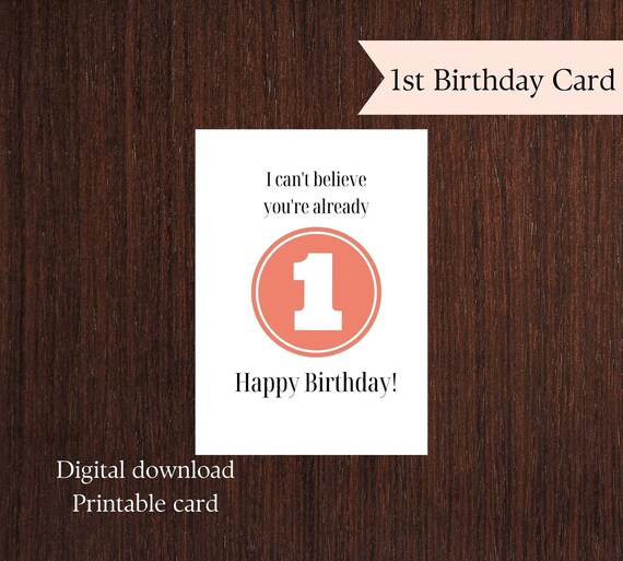 Printable First Birthday Card. Happy 1st Birthday Printable - Etsy