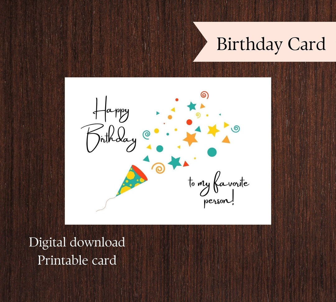 Printable Birthday Card. Happy Birthday Printable Card. Digital ...
