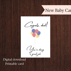 Printable Congrats, Dad Card. New Dad Printable Card. Digital Download ...