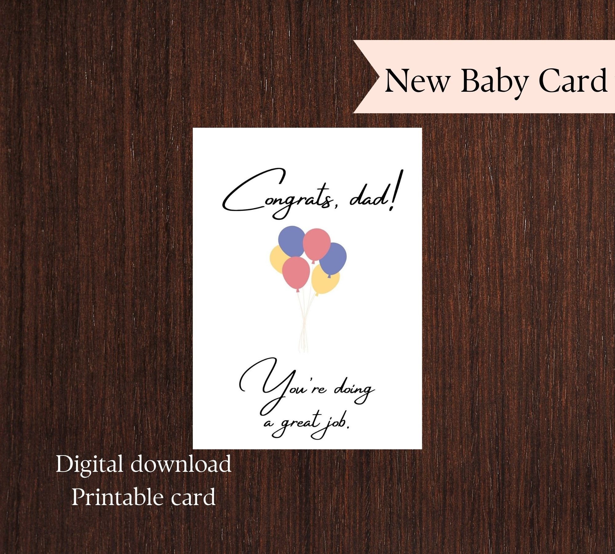 Printable Congrats, Dad Card. New Dad Printable Card. Digital Download ...